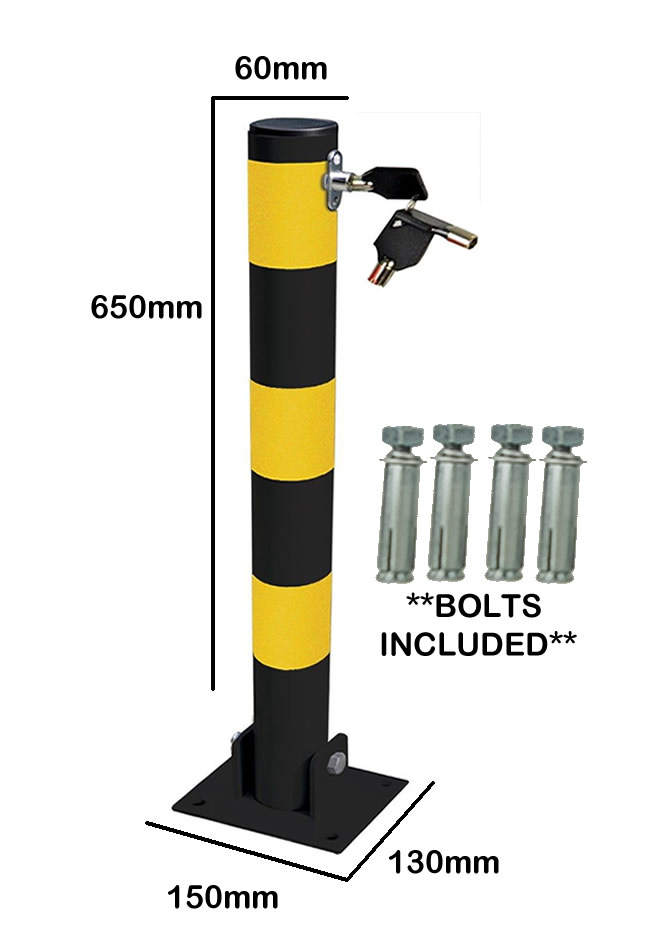ROUND FOLDING BOLT DOWN SECURITY PARKING POST BOLLARD ENTRANCE DRIVEWAY ...