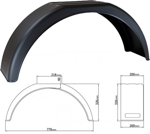 MUDGUARD SINGLE 13" 13 INCH DELUXE TRAILER WHEEL ARCH MUD GUARD BLACK ...